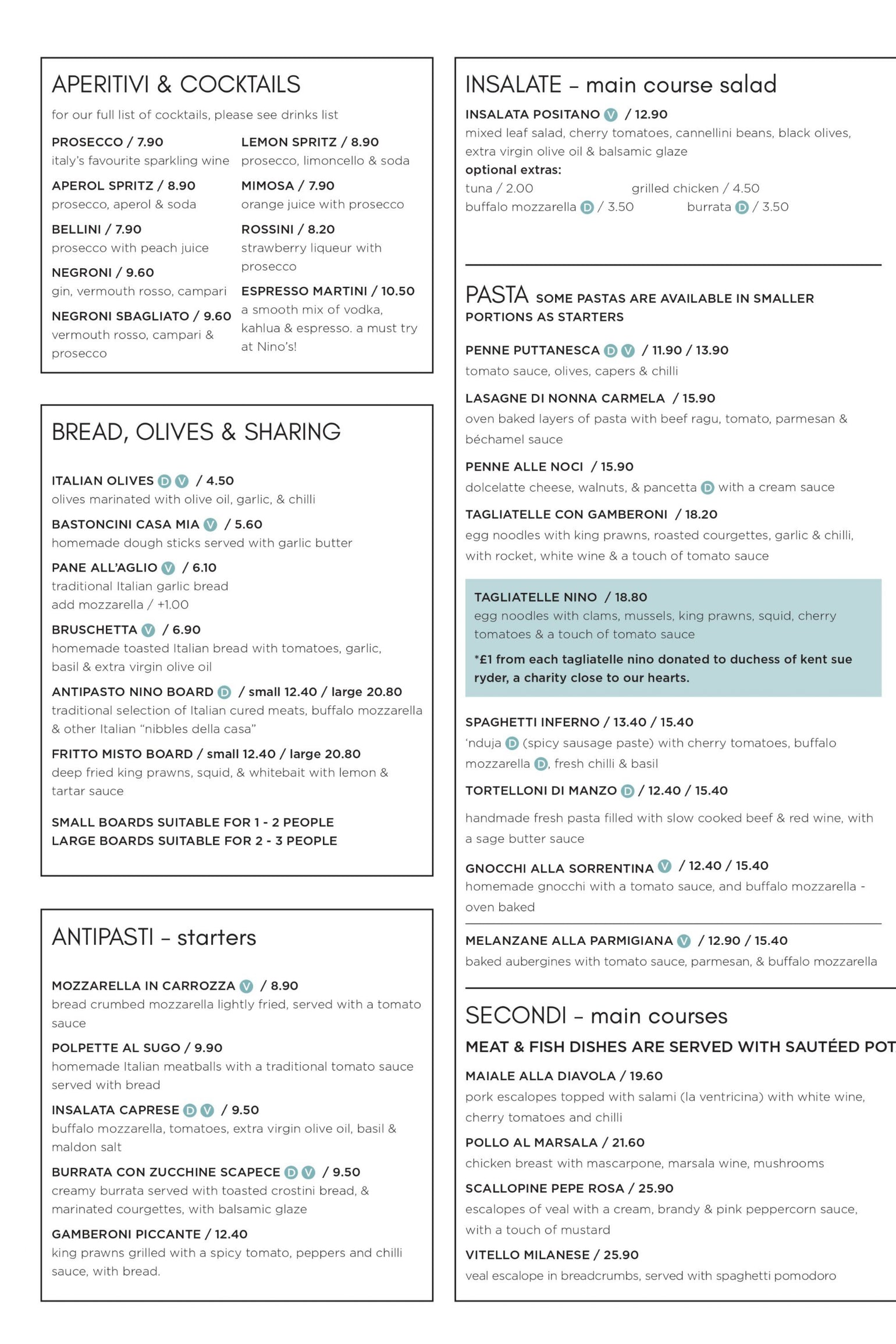 Restaurant Menus – Nino's Italian Deli